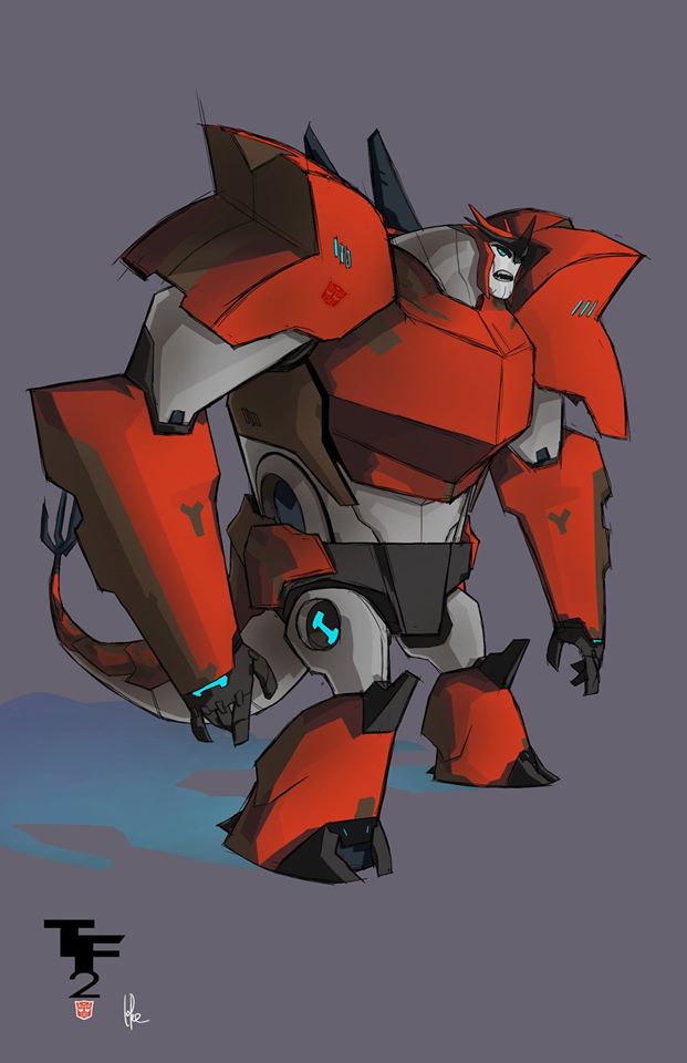 Grimlock Red Stegosaurus Concept Art From Transformers Robots in Disguise